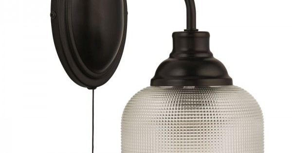 71928-006 Matt Black Wall Lamp with Textured Clear Glasses