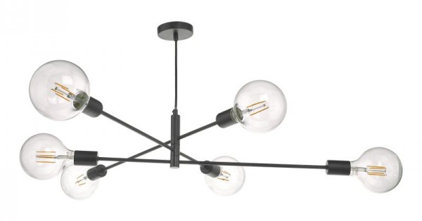 Anna BK - Adjustable Matt Black 6 Light Centre Fitting